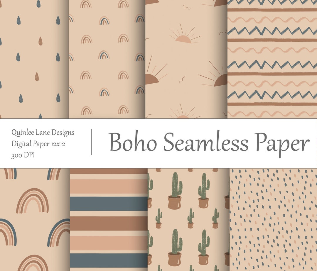 Boho Seamless Digital Paper | Boho Rainbow Digital Paper | Boho Doodles ...