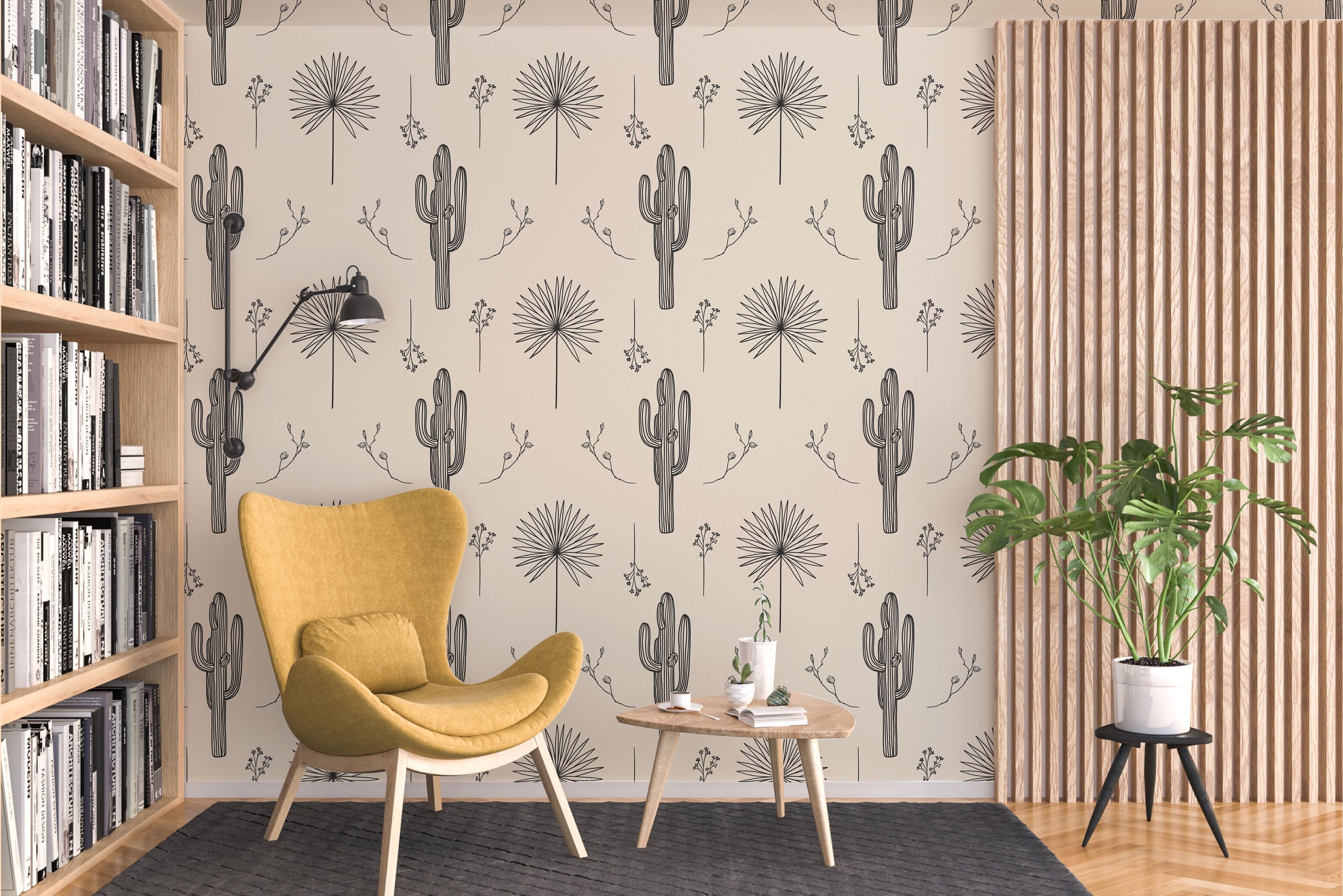 Neutral Boho Cactus Seamless Pattern, Boho Cacti Surface Pattern ...