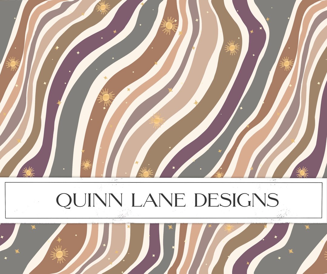 Boho Stripes Seamless Pattern, Earthy Colors, Stars, Sun (digital ...