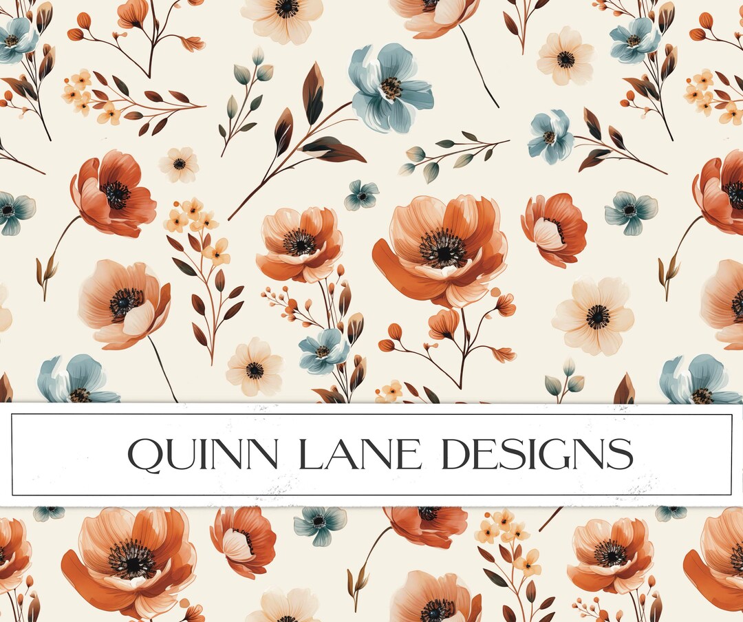 Cute Neutral Flowers Seamless Pattern, Watercolor Style Flowers, Red ...
