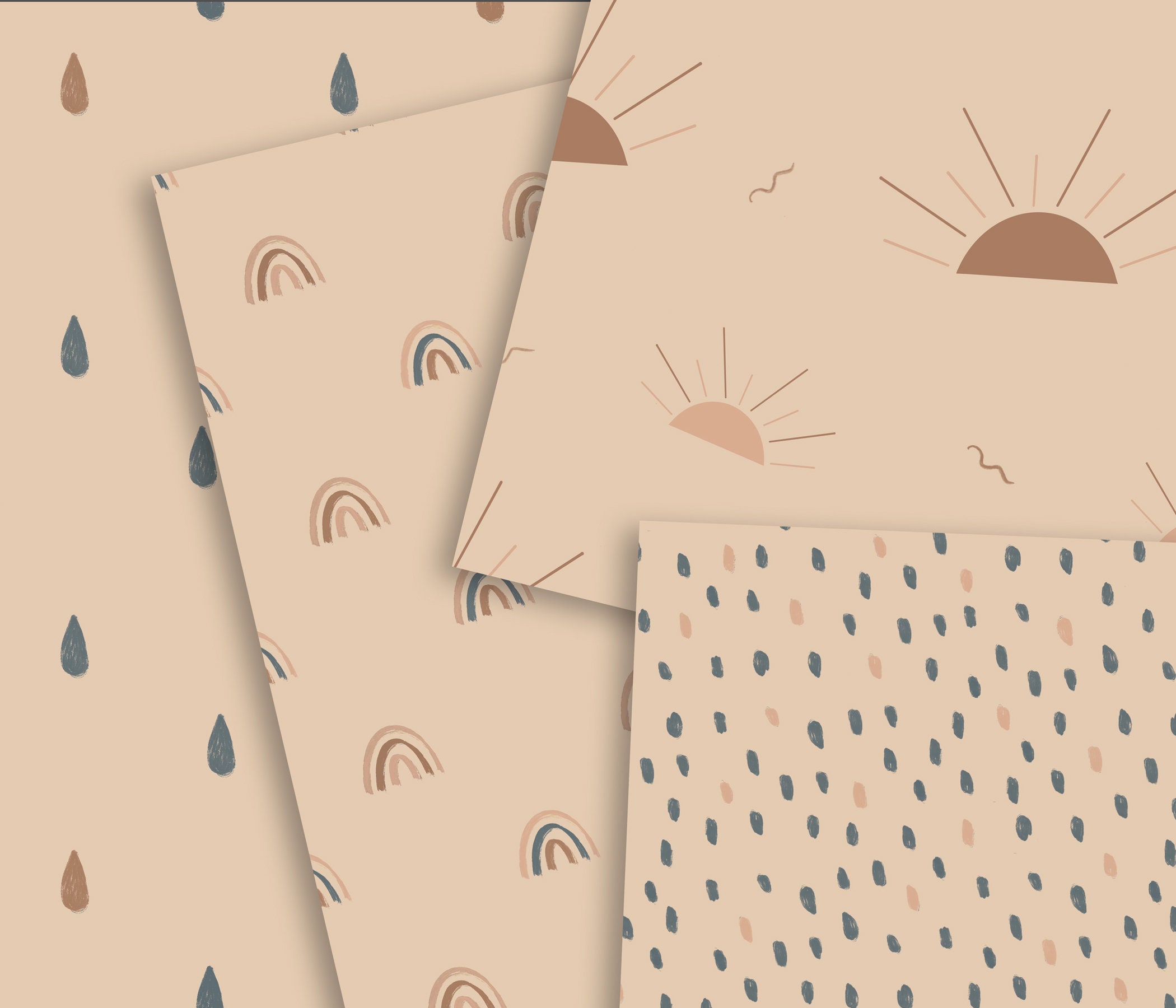 Boho Seamless Digital Paper | Boho Rainbow Digital Paper | Boho Doodles ...