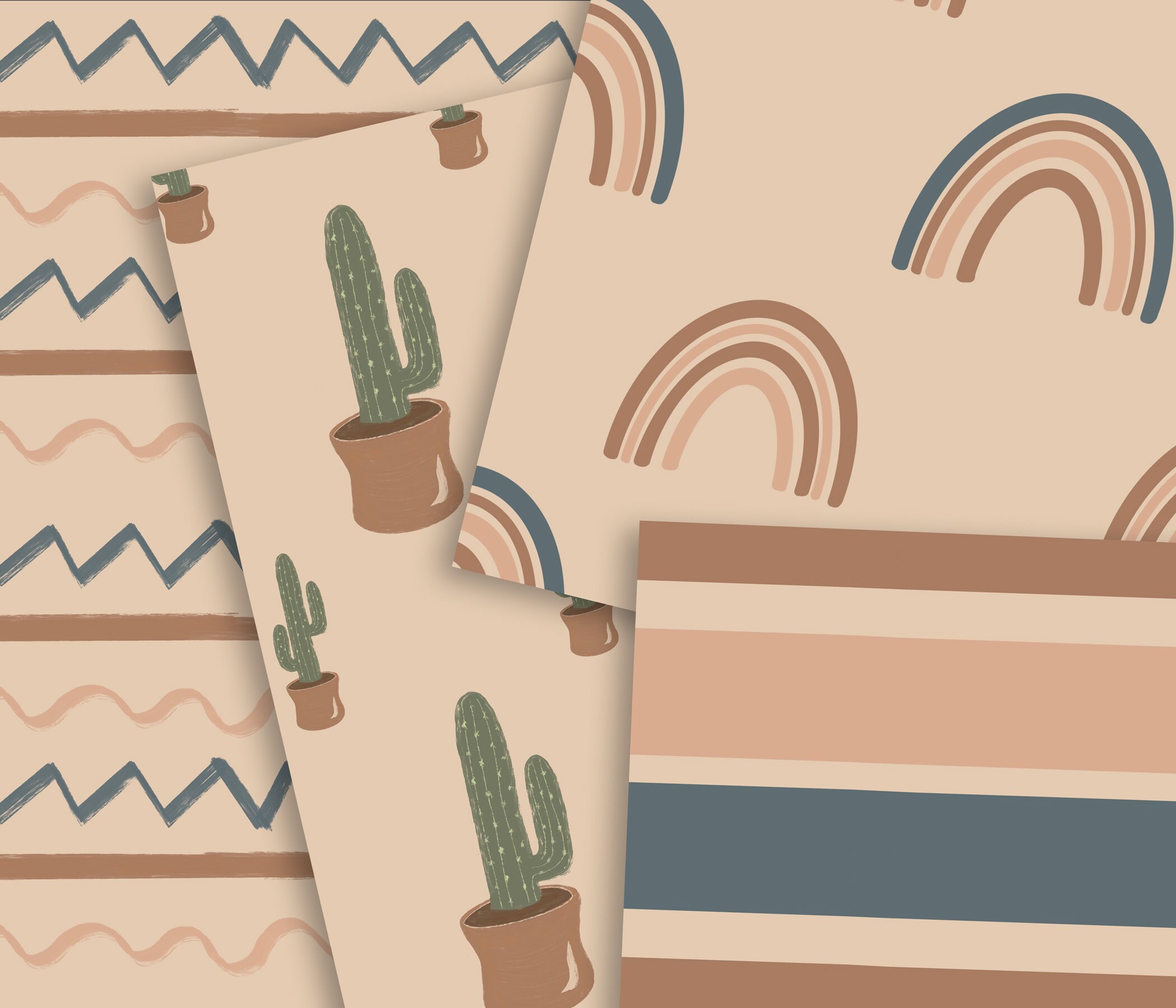 Boho Seamless Digital Paper | Boho Rainbow Digital Paper | Boho Doodles ...