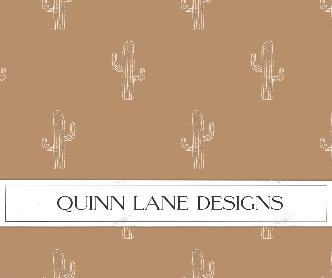 Western Cactus Surface Pattern, Minimalist Cactus Seamless Pattern ...