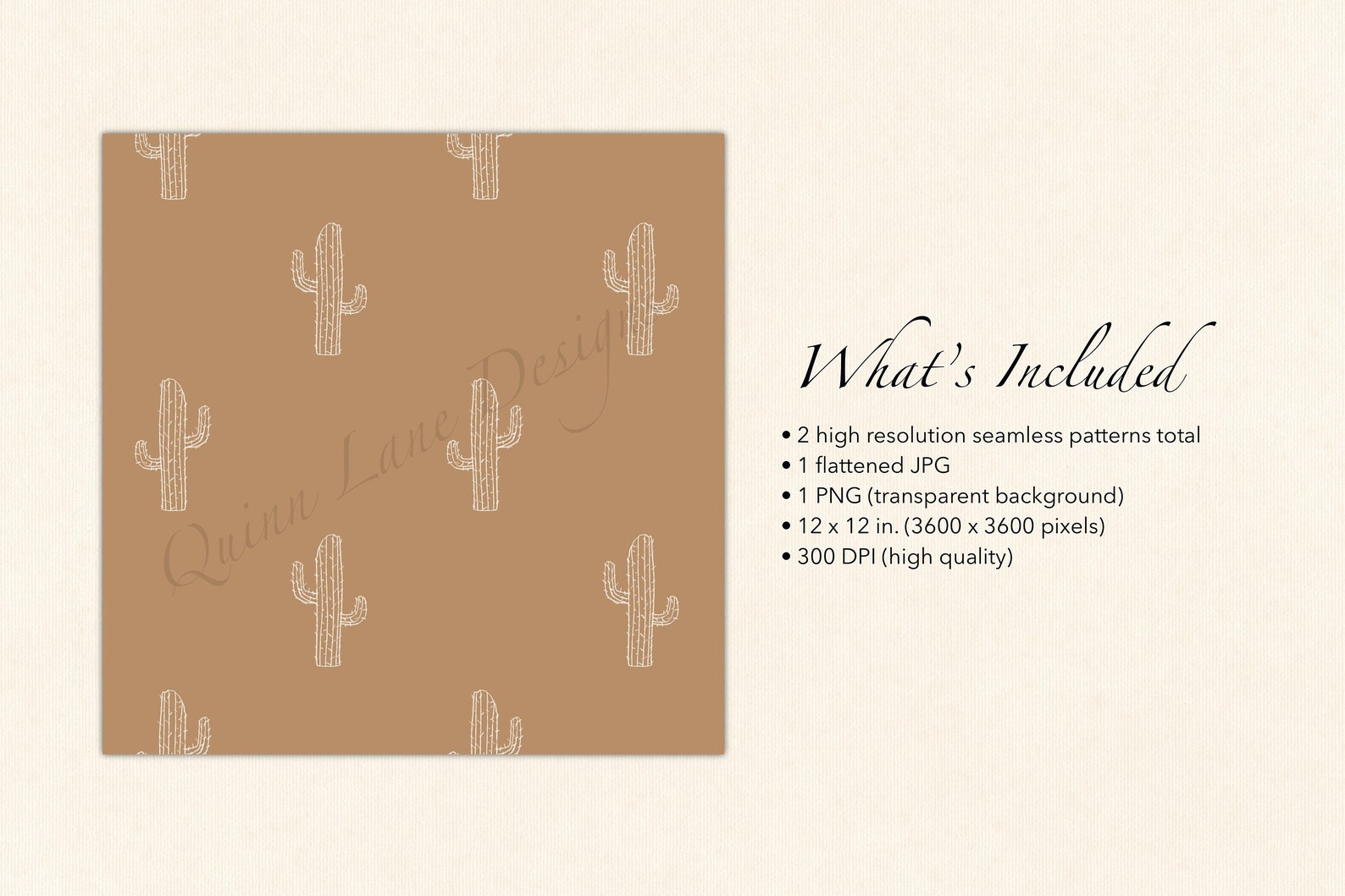 Western Cactus Surface Pattern, Minimalist Cactus Seamless Pattern ...
