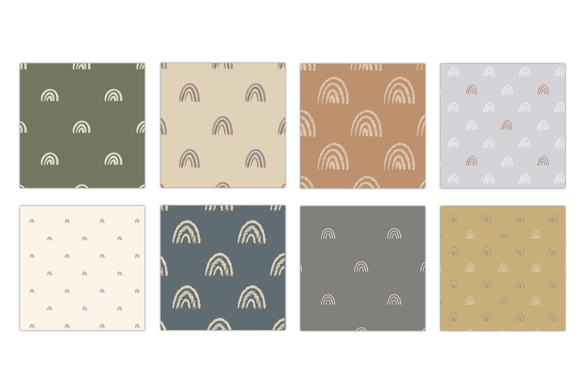 Boho Rainbow Digital Paper Pack, Seamless Patterns, 12x12 Bohemian ...