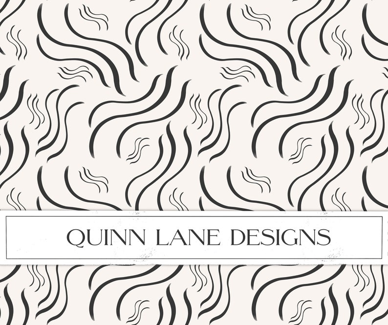 Black and White Curved Lines Seamless Pattern, Wavy Lines Digital ...