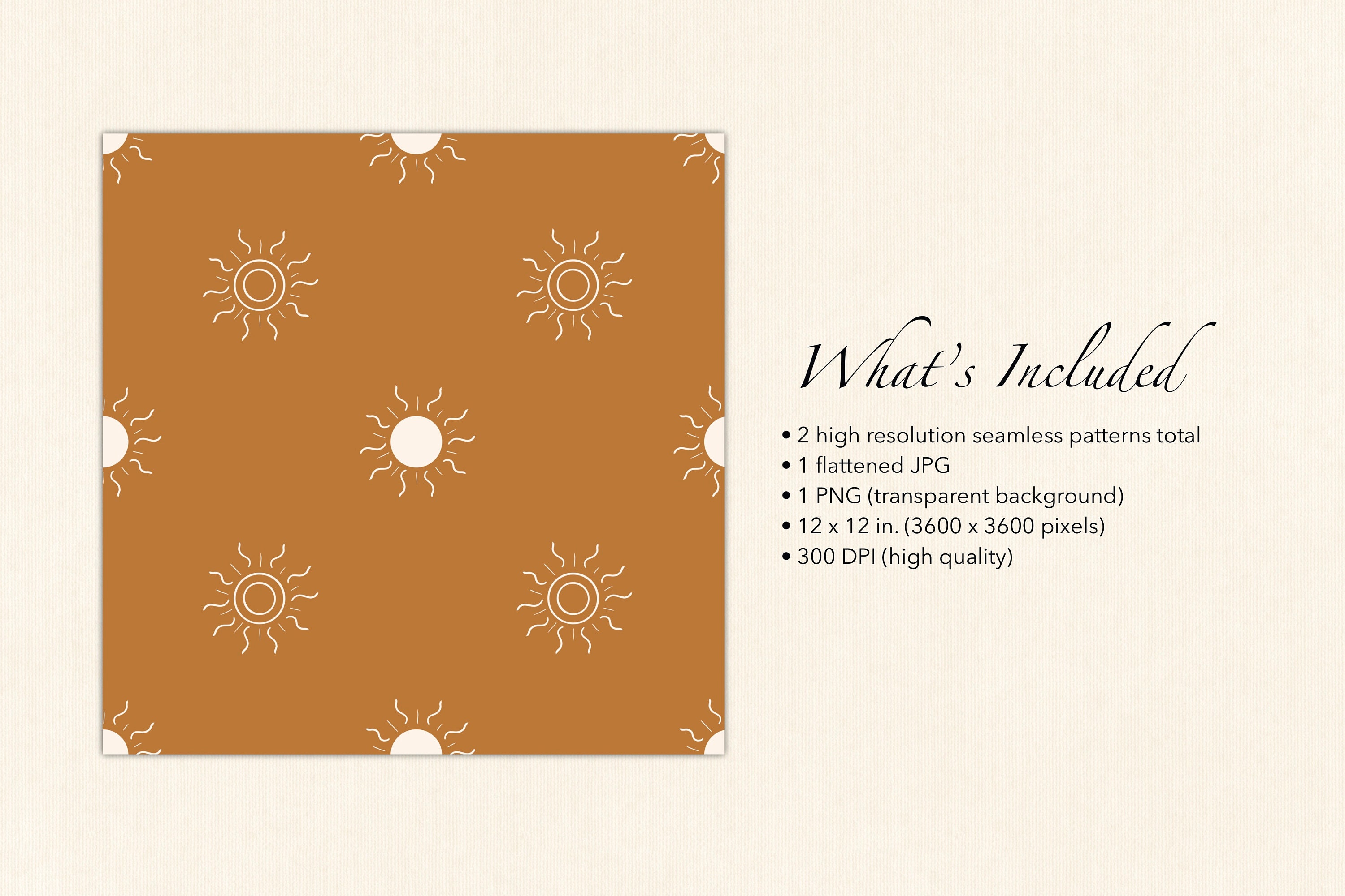 Bohemian Sun Surface Pattern, Boho Sun Seamless Pattern, Bohemian Sun ...