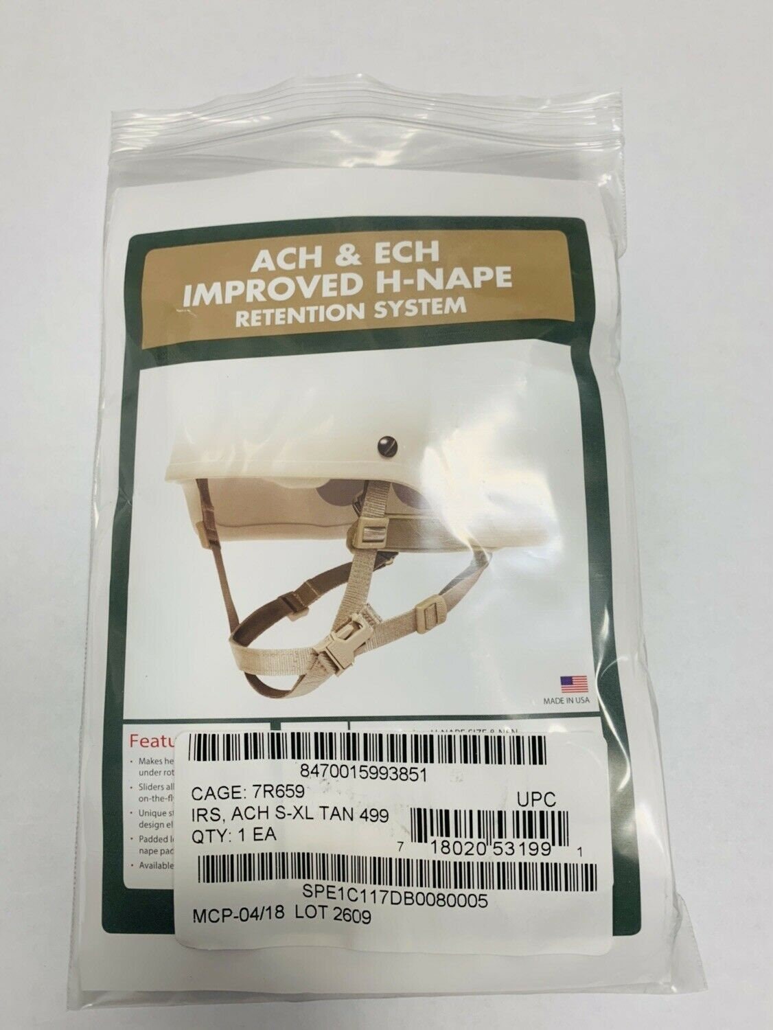 Army Issued Ach & Ech Helmet Improved H-nape Chin Strap Retention ...