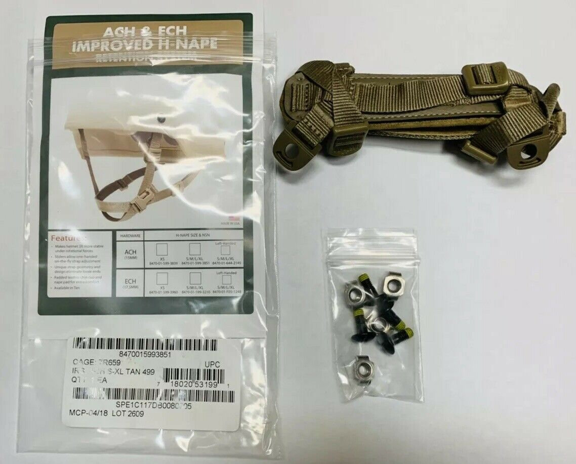 Army Issued Ach & Ech Helmet Improved H-nape Chin Strap Retention ...