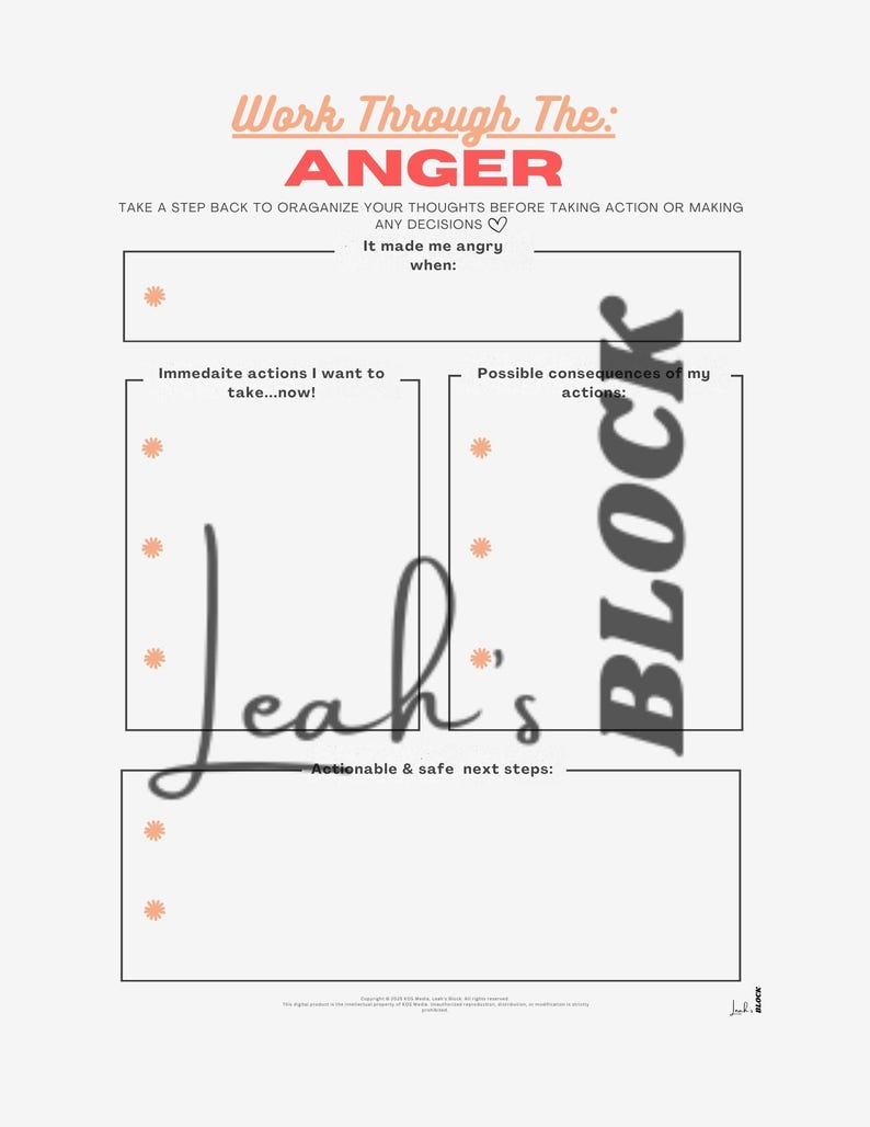 Work Through The: Anger - Digital Worksheet for Emotional Clarity - Etsy