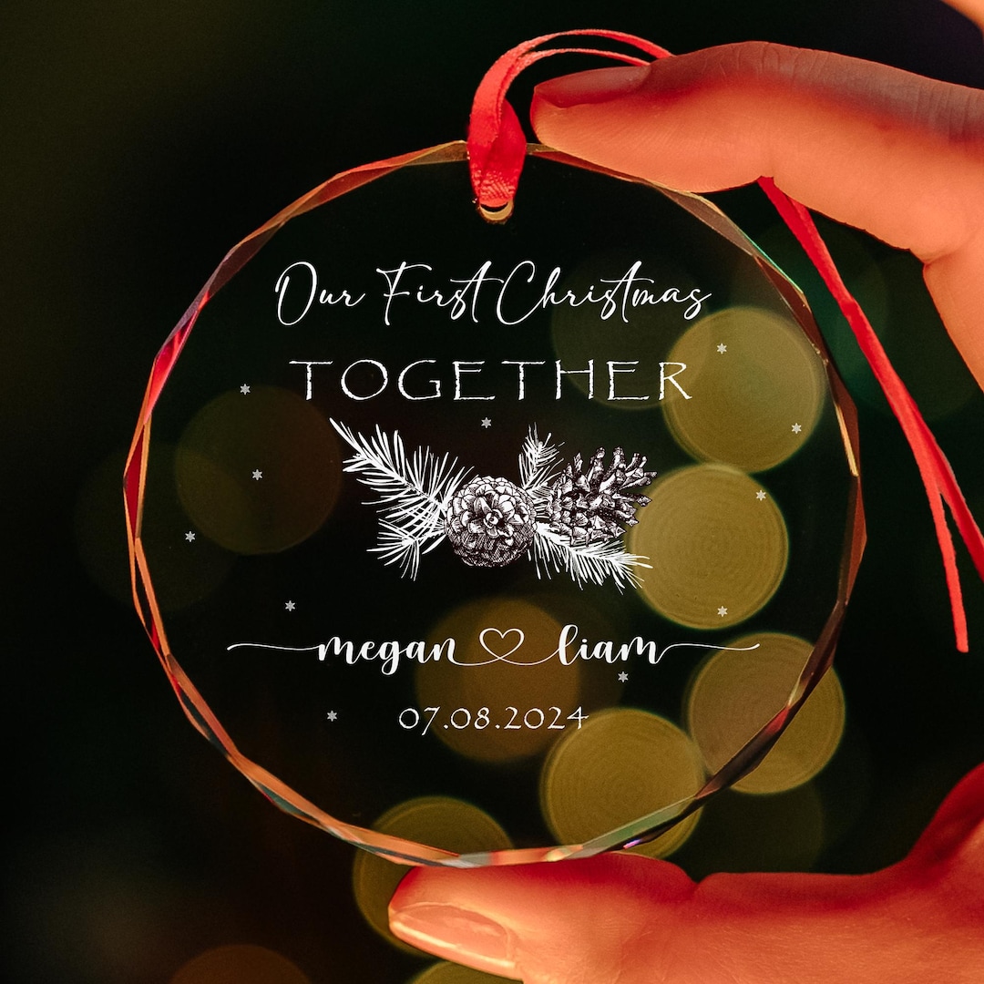Personalized First Christmas Together GLASS Ornament, Personalized ...
