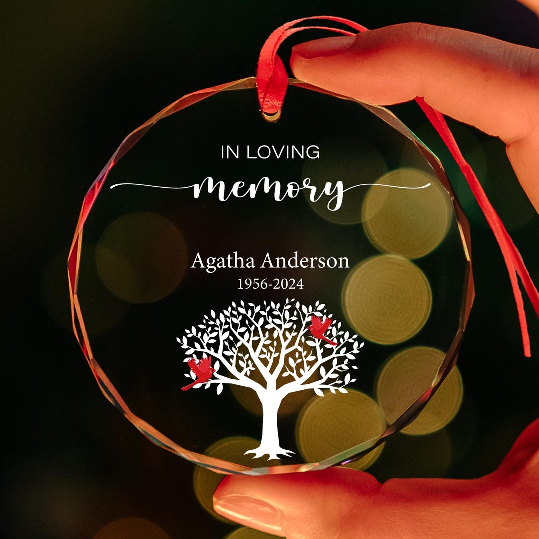 Custom Memorial Glass Ornament, Personalized in Loving Memory Ornament ...