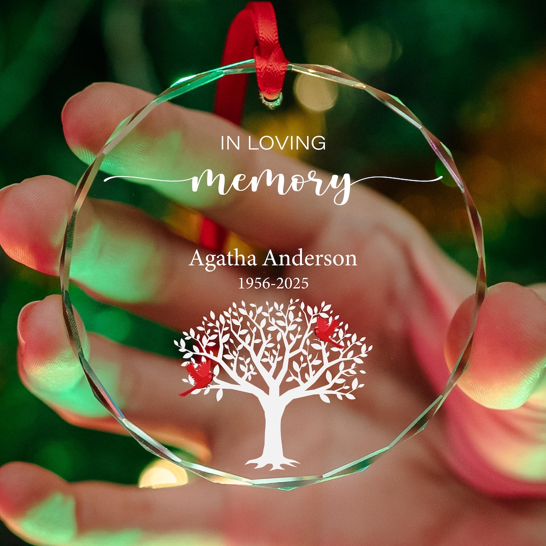 Custom Memorial Glass Ornament, Personalized in Loving Memory Ornament ...