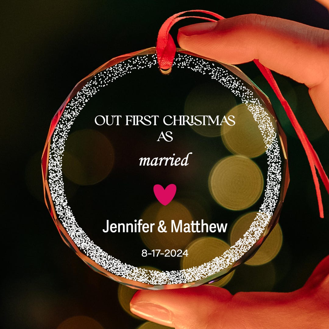 Personalized Married GLASS Ornament, Newlywed Gift, Gift for Wife, Gift ...