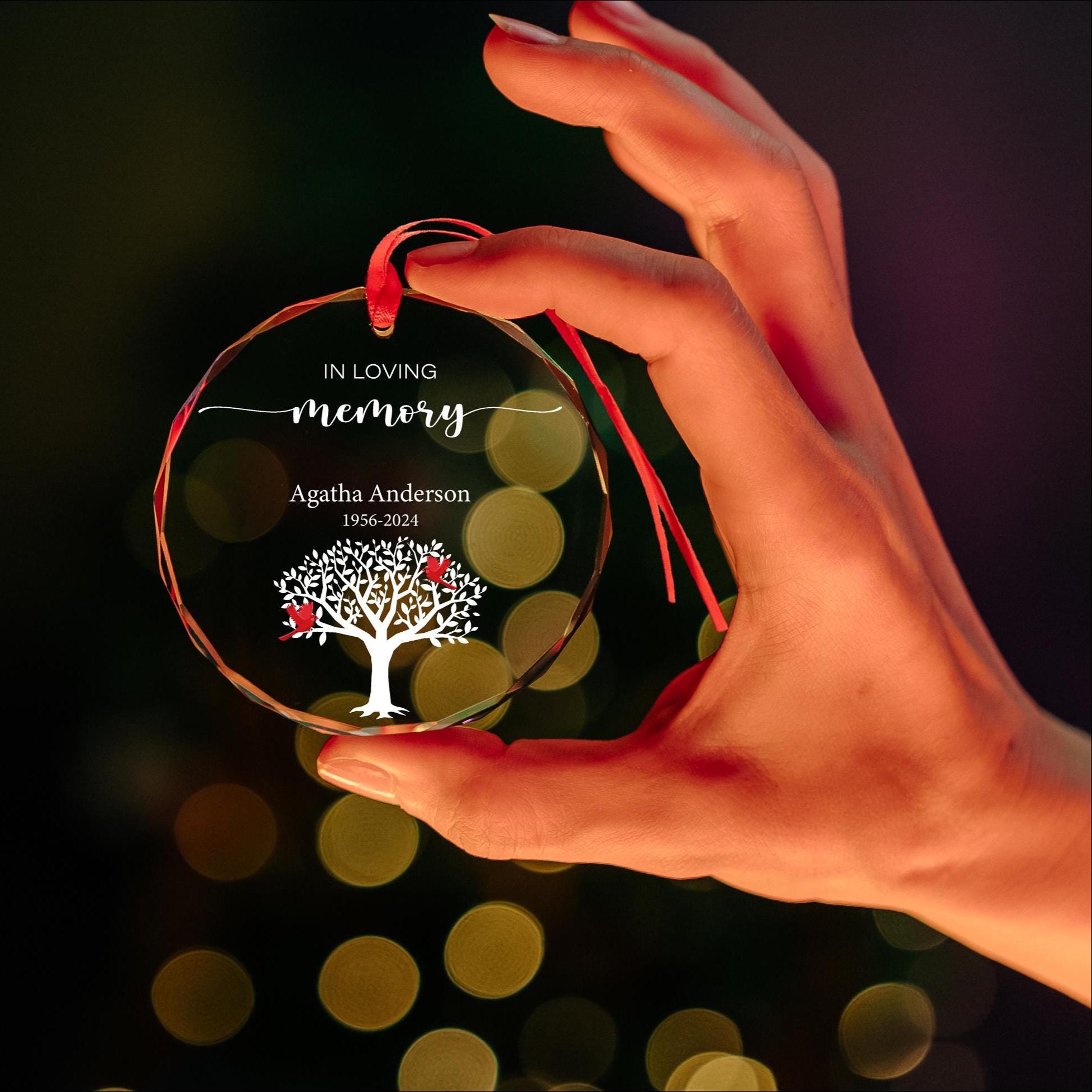 Custom Memorial Glass Ornament, Personalized in Loving Memory Ornament ...