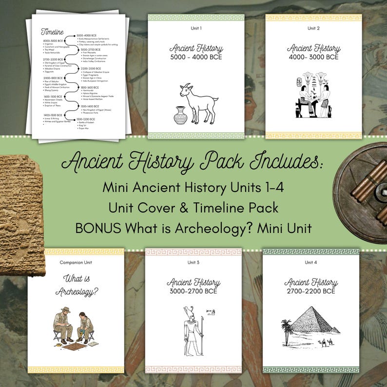 Ancient History Homeschool Bundle | 5 Mini Unit Studies, Timeline Pack ...