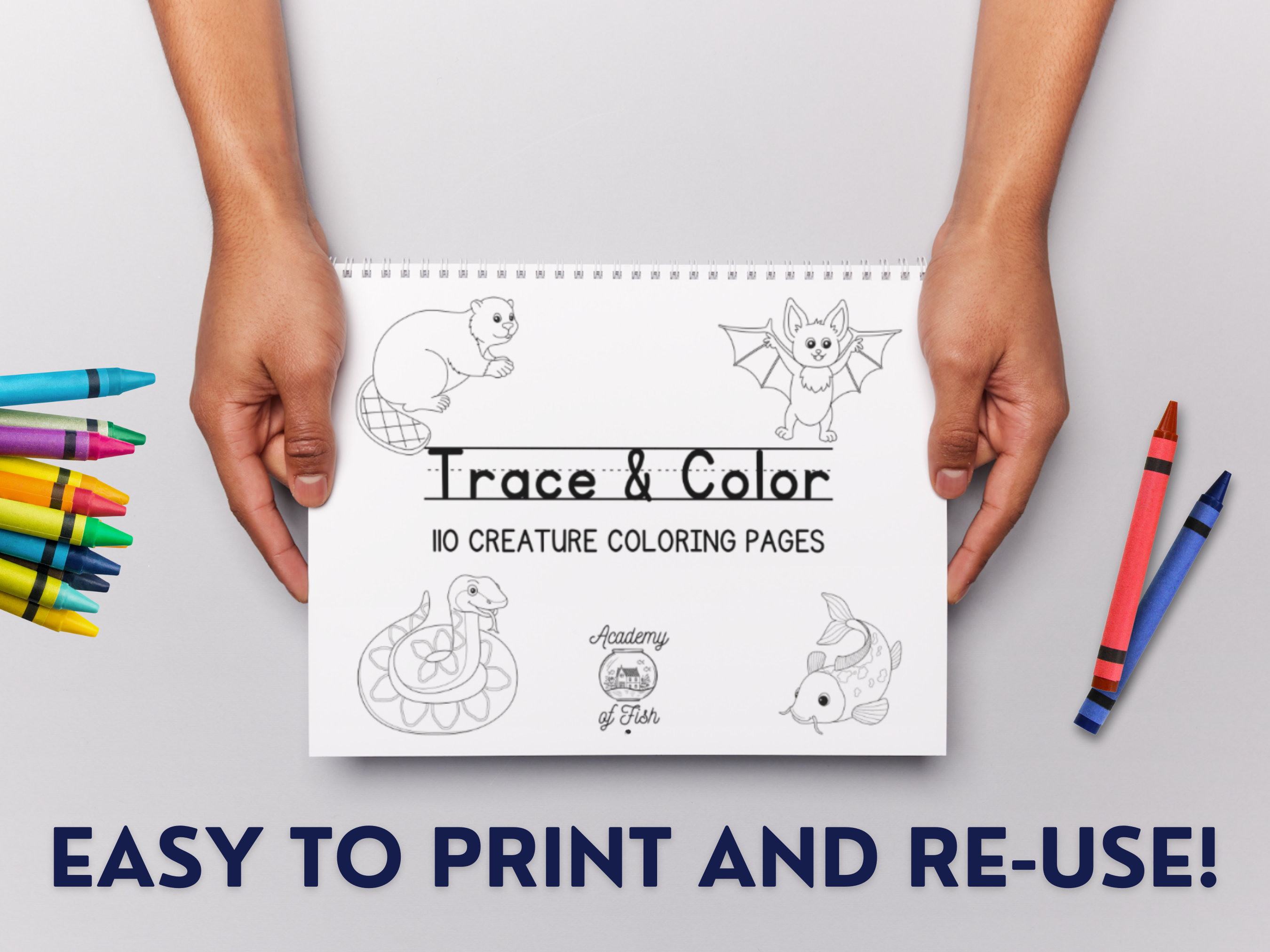 World Creatures | 110-page Trace and Color Animal Coloring Book for ...