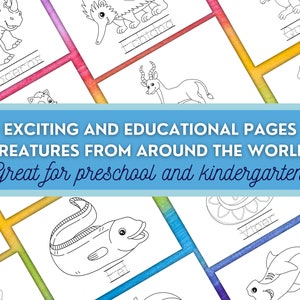 World Creatures | 110-page Trace and Color Animal Coloring Book for ...
