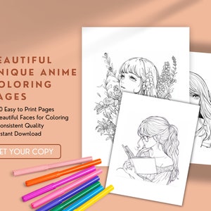 Cute Anime Girl Coloring Book | Manga Coloring | for Kids and Adults ...