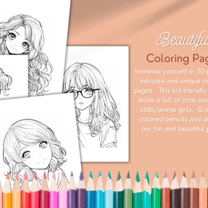 Cute Anime Girl Coloring Book | Manga Coloring | for Kids and Adults ...