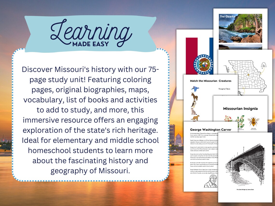 Missouri State Study Unit | Social Studies | Unit Study Guide ...