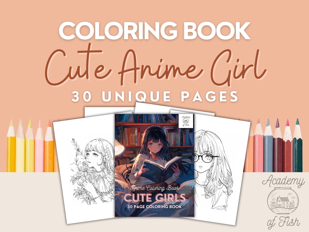 Cute Anime Girl Coloring Book | Manga Coloring | for Kids and Adults ...
