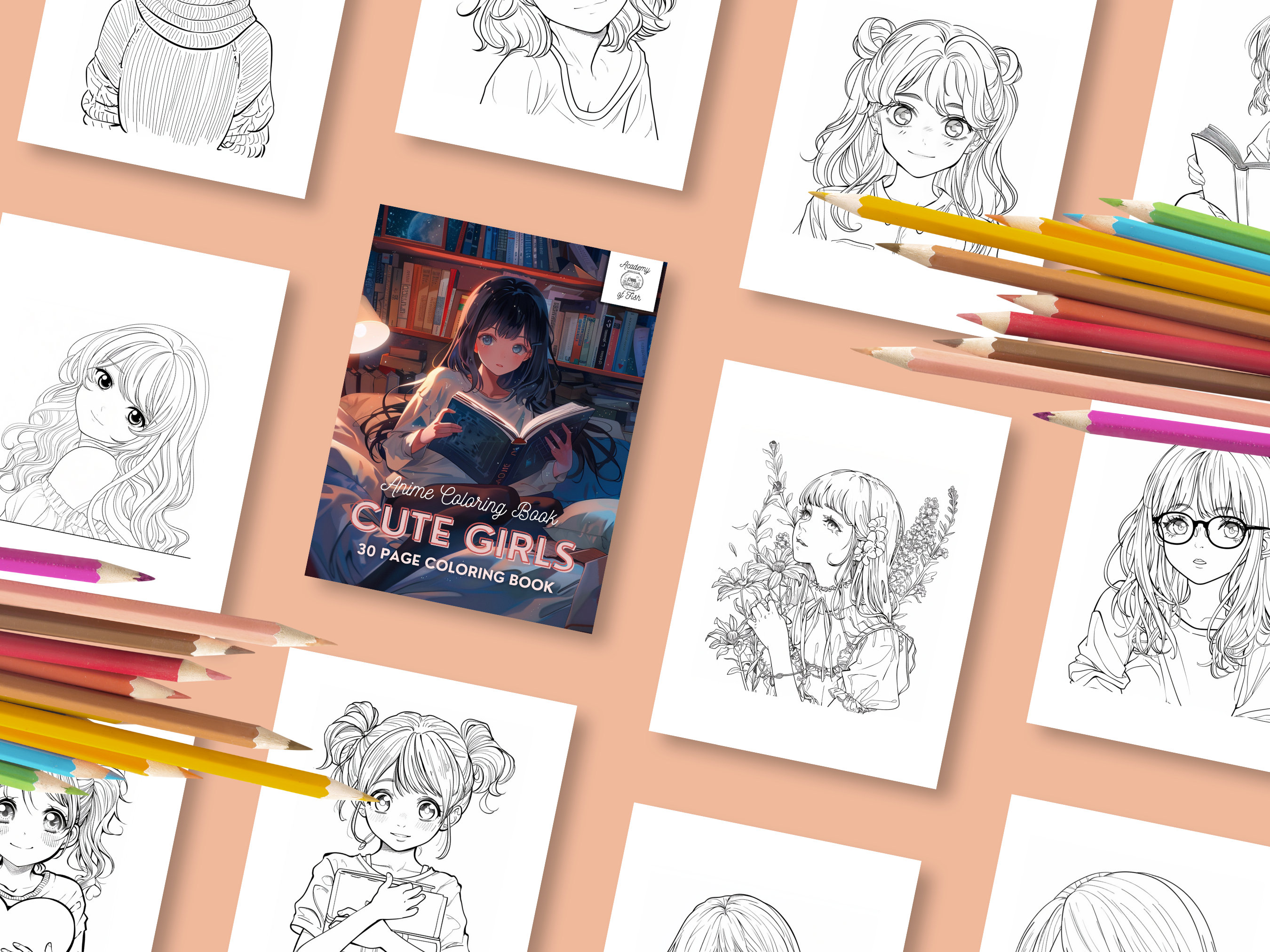 Cute Anime Girl Coloring Book | Manga Coloring | for Kids and Adults ...