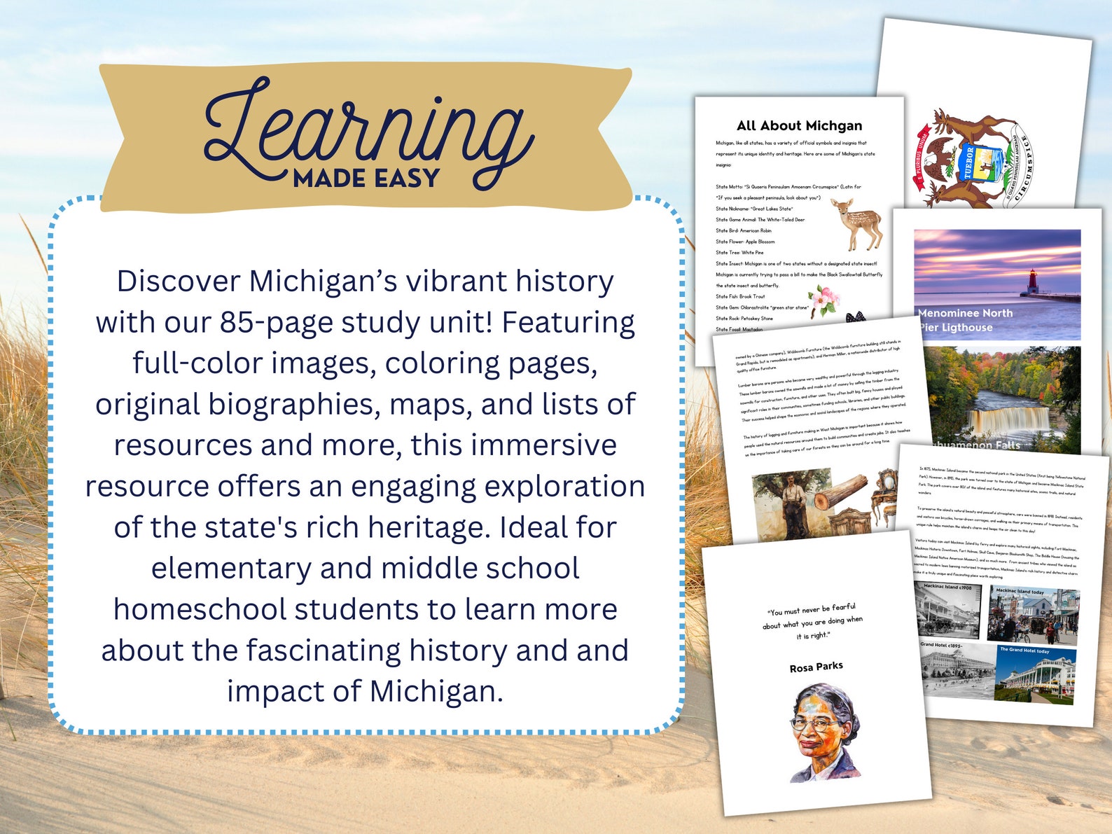 Michigan State Study Unit | Social Studies | Unit Study Guide ...