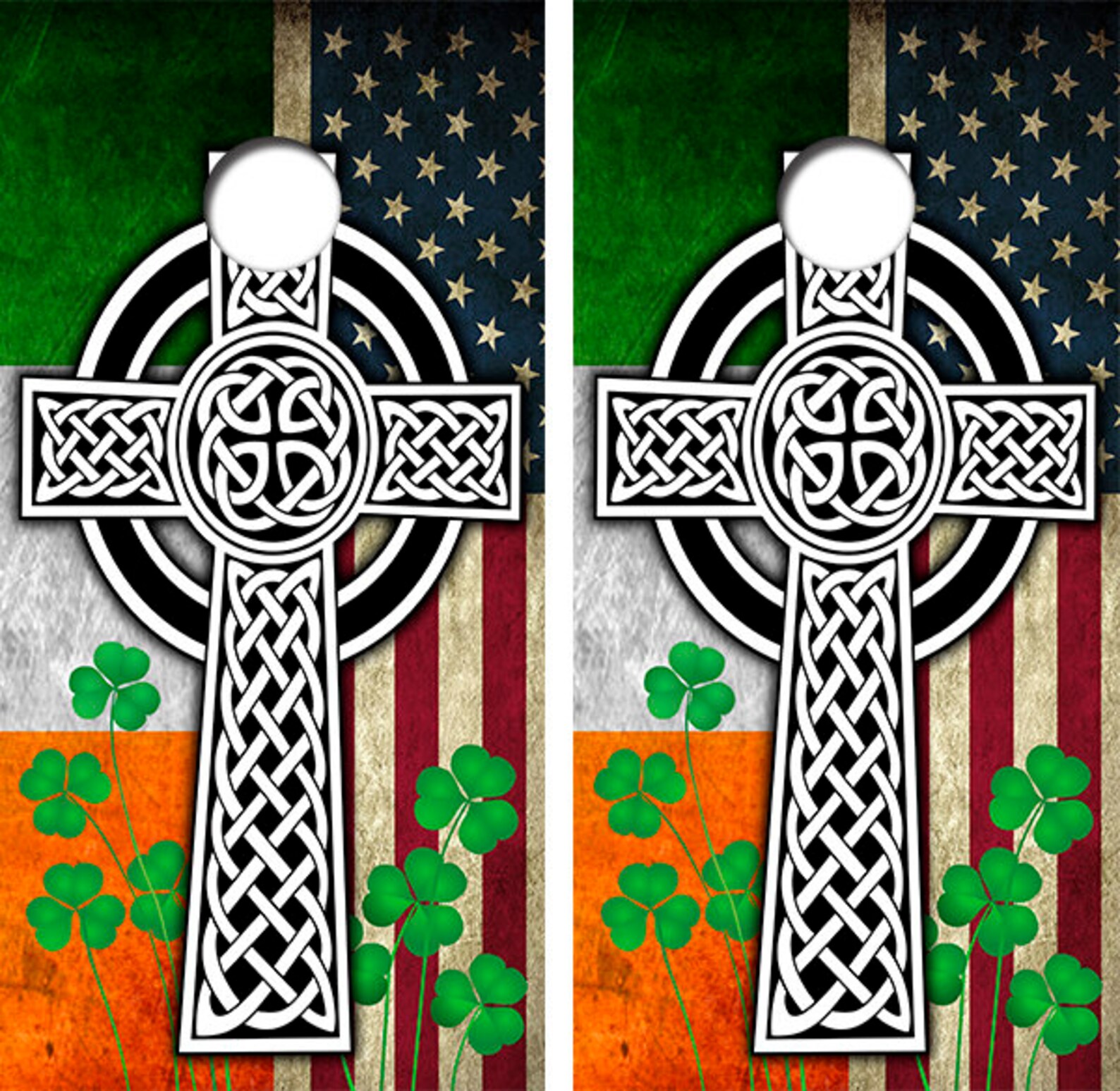 Celtic Cross Irish American Flag Cornhole Wrap Decal with Free | Etsy