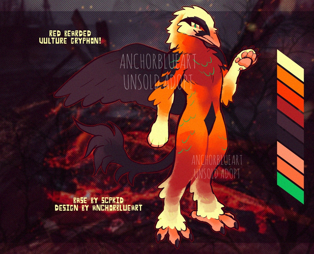 Red Bearded Vulture Gryphon Furry/fursona Adoptable - Etsy