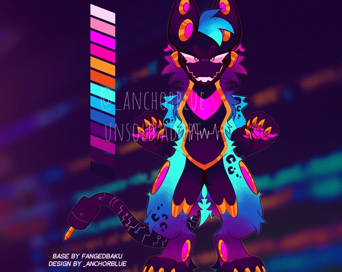 Neon Vaporwave Ampwave Furry/fursona Adoptable - Etsy