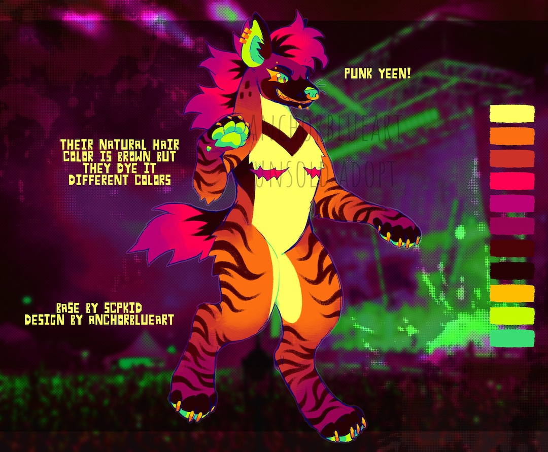 Colorful Punk Hyena Furry/fursona Adoptable - Etsy