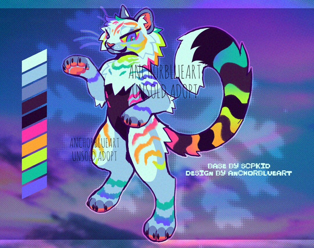 Icy Rainbow Tiger Furry/fursona Adoptable - Etsy