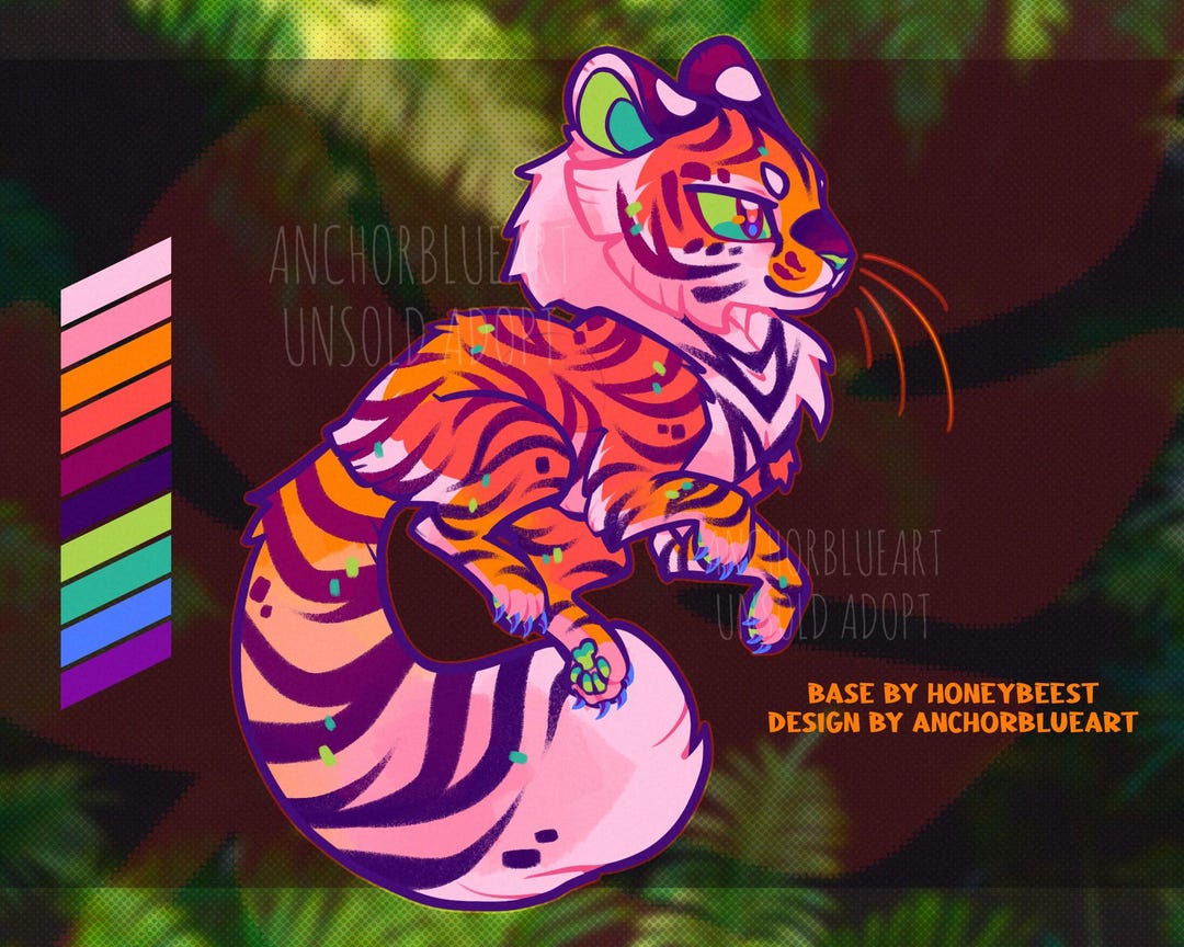 Tropical Rainbow Tiger Furry/fursona Adoptable - Etsy