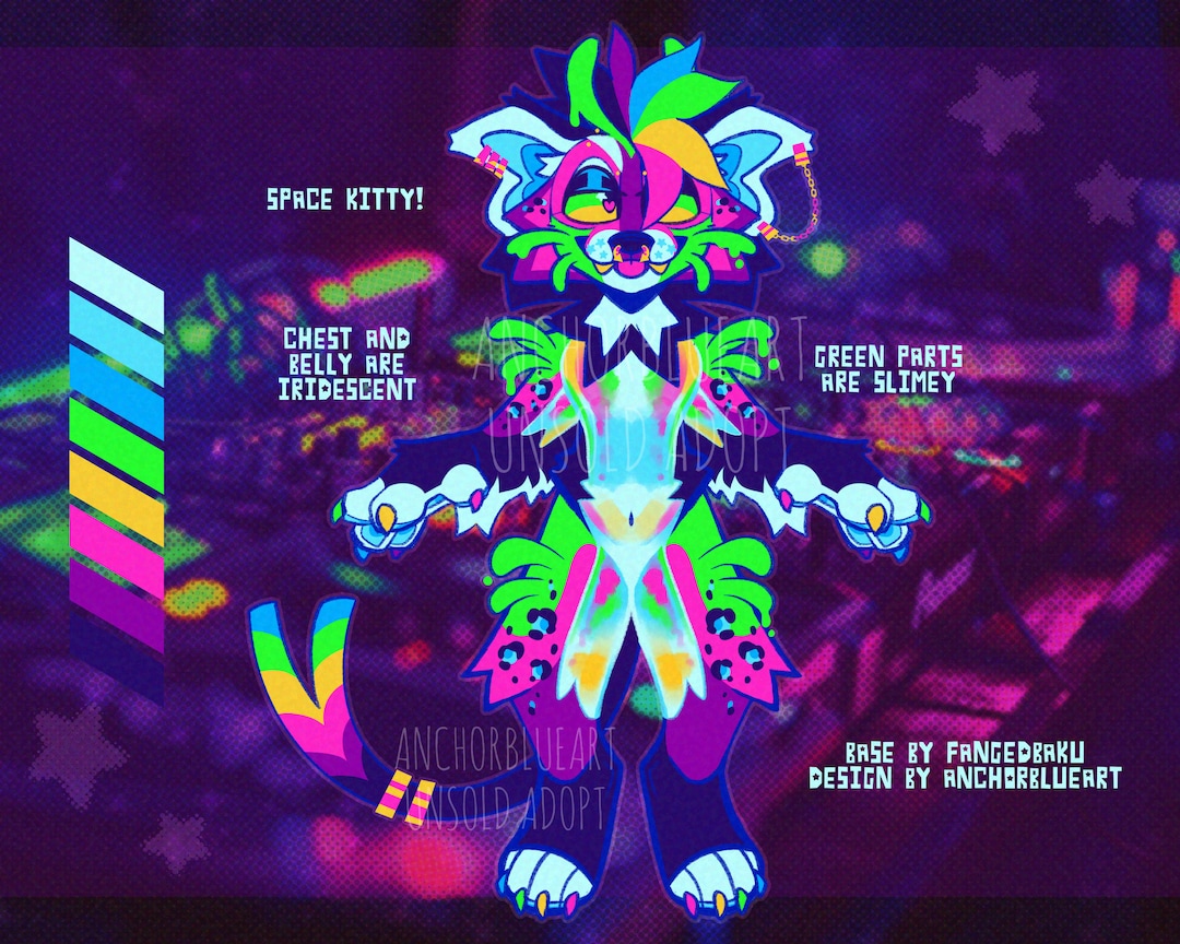 Iridescent Alien Space Sparklecat Furry/fursona Adoptable - Etsy