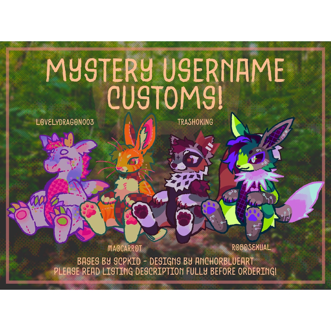 Mystery Username Custom Design Furry/fursona Adoptable - Etsy