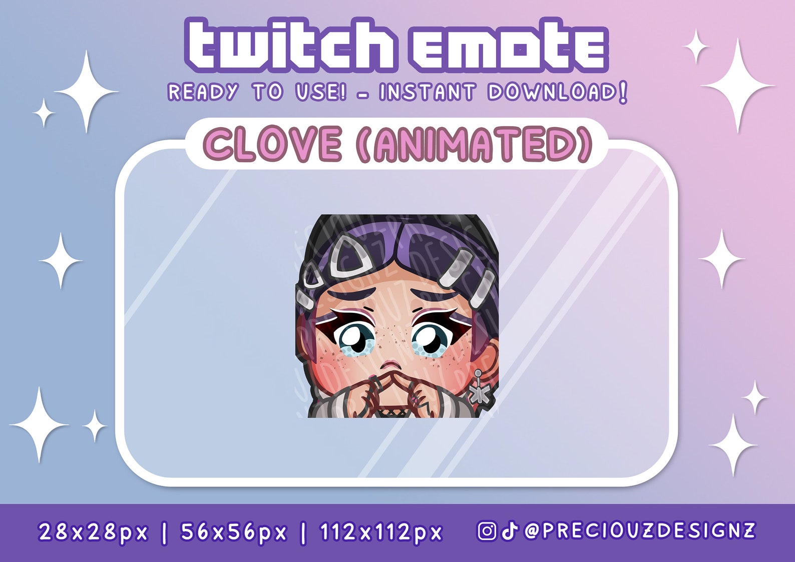 Clove Valorant Animated Emote for Twitch, Discord, Youtube Chibi Cute ...