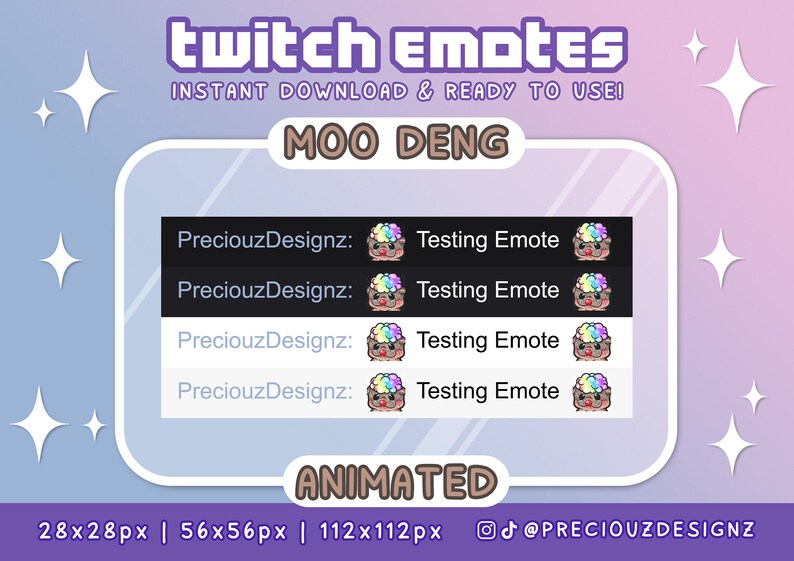 Moo Deng Animated Emote for Twitch, Discord, Youtube Clown Emote Tiktok ...