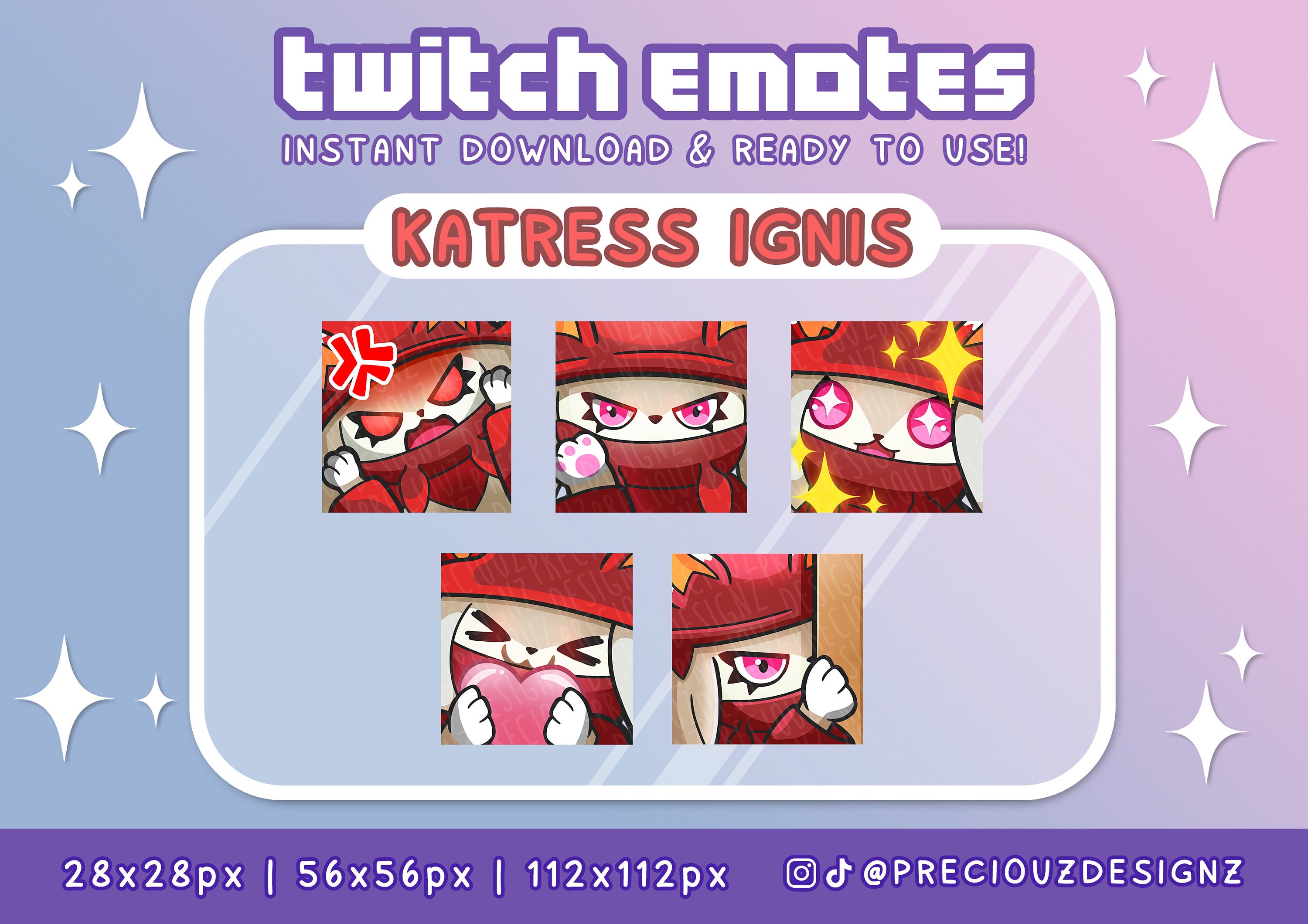 5 Cute Katress Ignis Emotes Set Palworld for Twitch, Discord, Youtube ...
