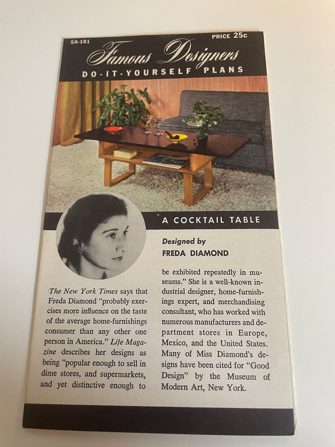 Do-it-yourself Plans Freda Diamond MCM Cocktail Table Plan - Etsy