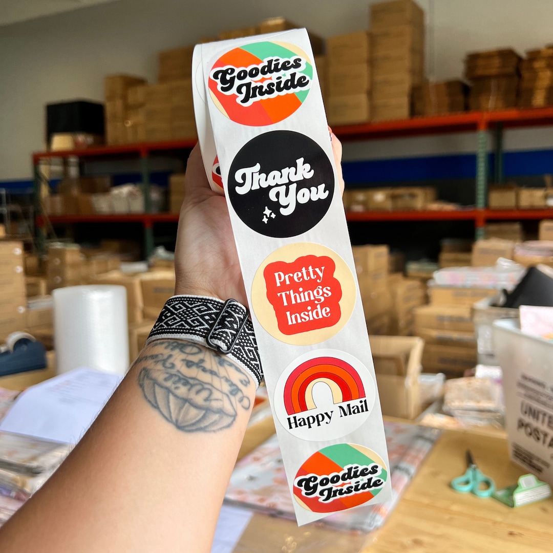 NEUTRAL RETRO Sticker Roll, 2" Stickers 500ct/roll, Round Small ...