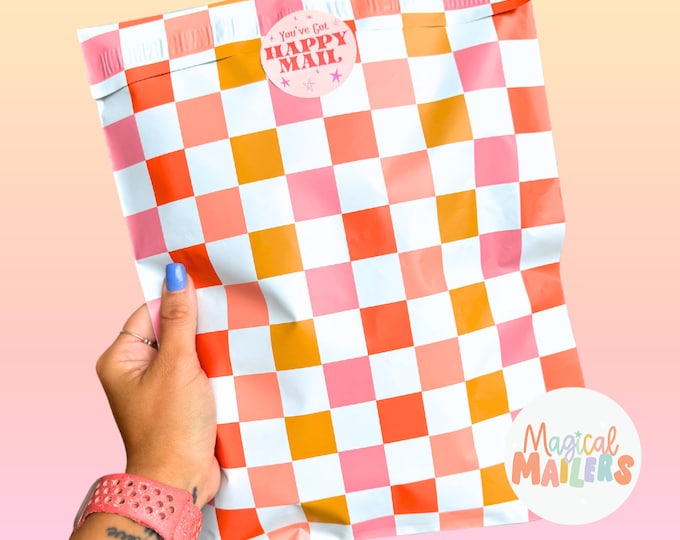 50-100ct 14.5x19" Poly Mailer FALL CHECKERED, 3.15mil Thick. Checker ...