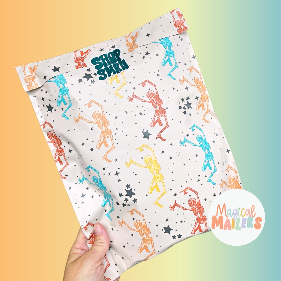 25ct-100ct 10x13" Poly Mailer DANCING SKELLIES, 3.15mil Thick. Boutique ...
