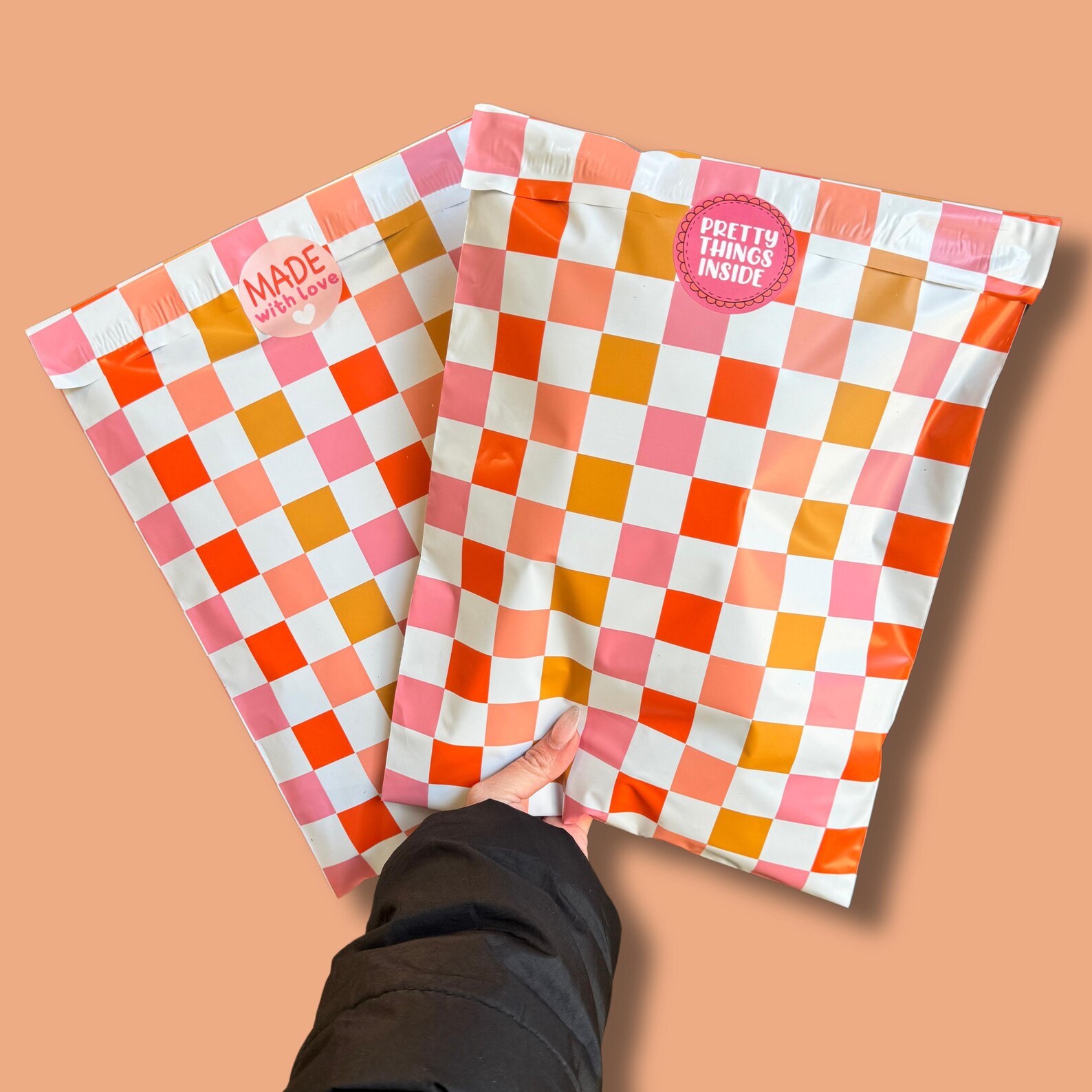 CHECKERED Sticker Roll, 2" Stickers 500ct/roll, Round Small Business ...