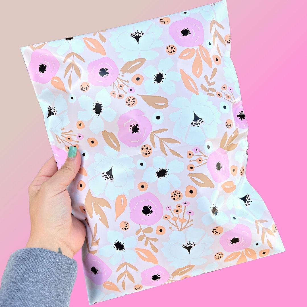 25ct-100ct 10x13 Poly Mailer FLIRTY FLORAL, 3.15mil Thick. Boutique ...