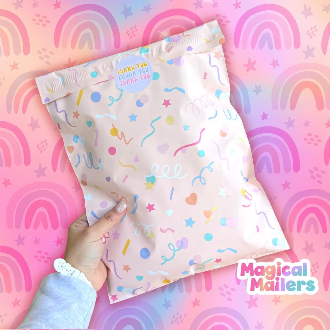 25ct-100ct 6x9" CONFETTI Poly Mailer , 3.15mil Thick. Pink Boutique ...
