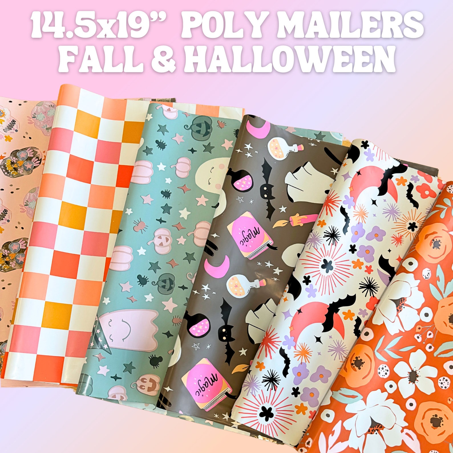 50-100ct 14.5x19" Poly Mailer FALL CHECKERED, 3.15mil Thick. Checker ...