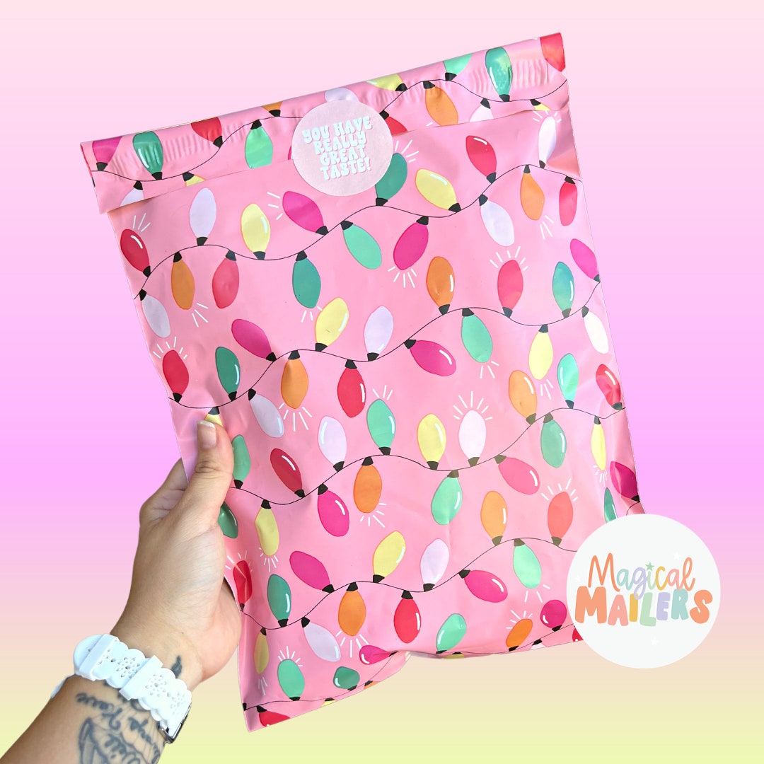 50ct-100ct 14.5x19" Poly Mailer CHRISTMAS LIGHTS, 3.15mil Thick ...