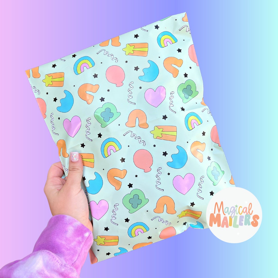 25ct-100ct 10x13 Poly Mailer HAPPY GO LUCKY, 3.15mil Thick. Boutique ...