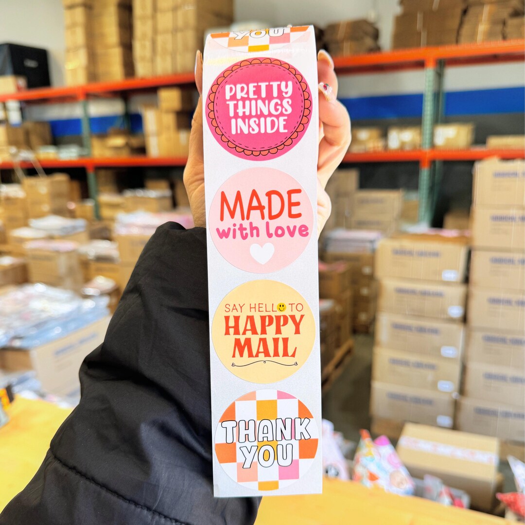 CHECKERED Sticker Roll, 2" Stickers 500ct/roll, Round Small Business ...